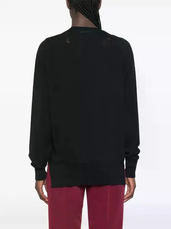 ERMANNO FIRENZE Lace-trim V-neck Sweater