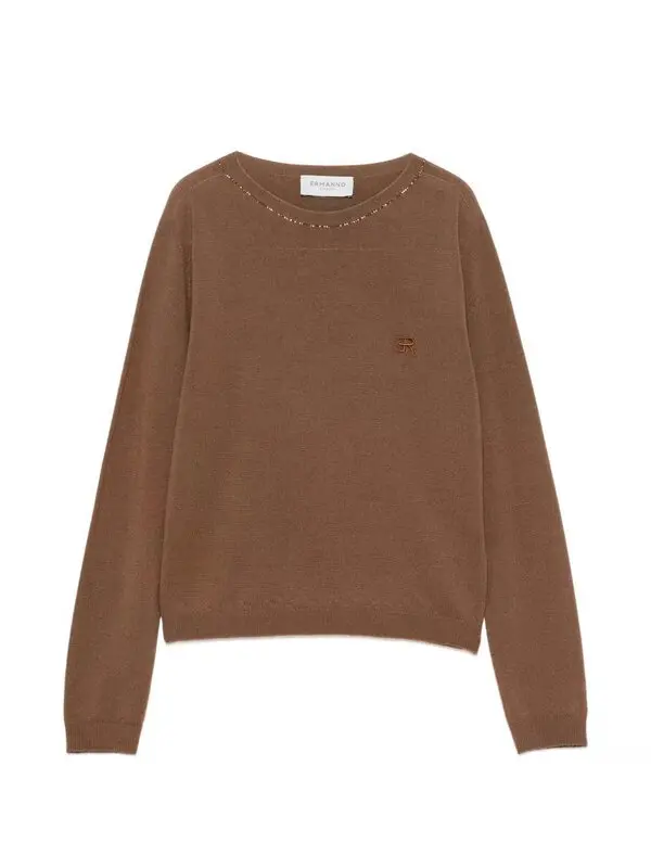 ERMANNO FIRENZE Logo-embroidered Bead-embellished Sweater