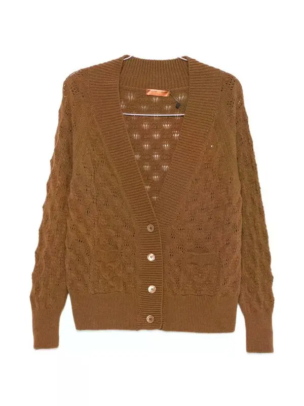 Ermanno Scervino Cable-knit Pointelle-trim Cardigan