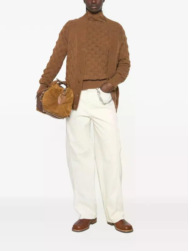Ermanno Scervino Cable-knit Pointelle-trim Cardigan