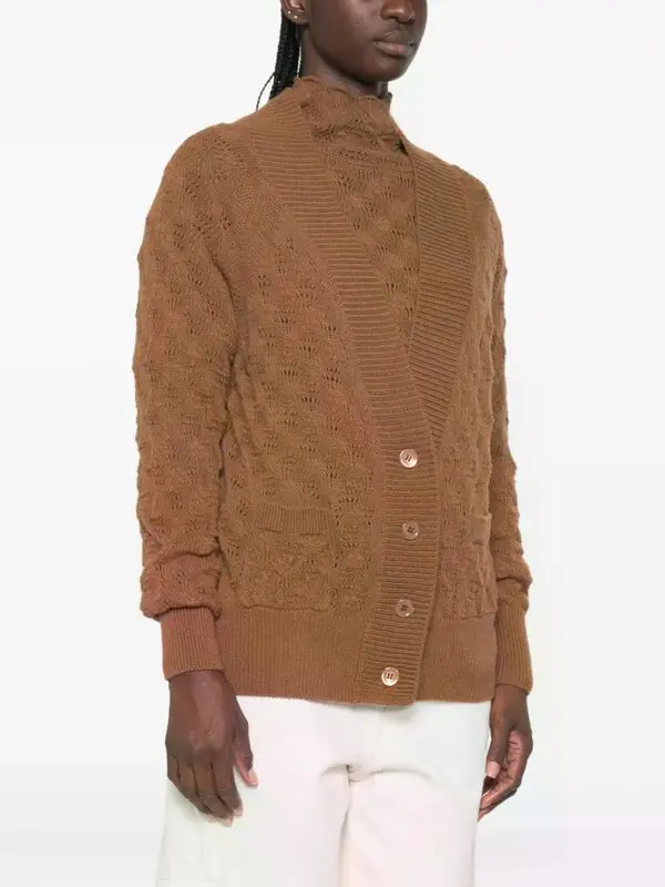 Ermanno Scervino Cable-knit Pointelle-trim Cardigan