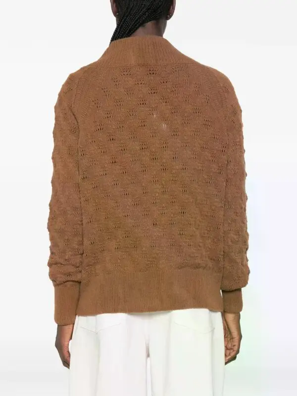 Ermanno Scervino Cable-knit Pointelle-trim Cardigan