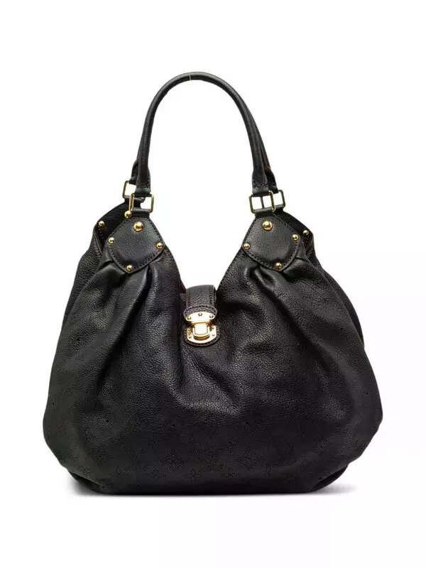 LOUIS VUITTON Monogram Mahina L Hobo Bag - Black