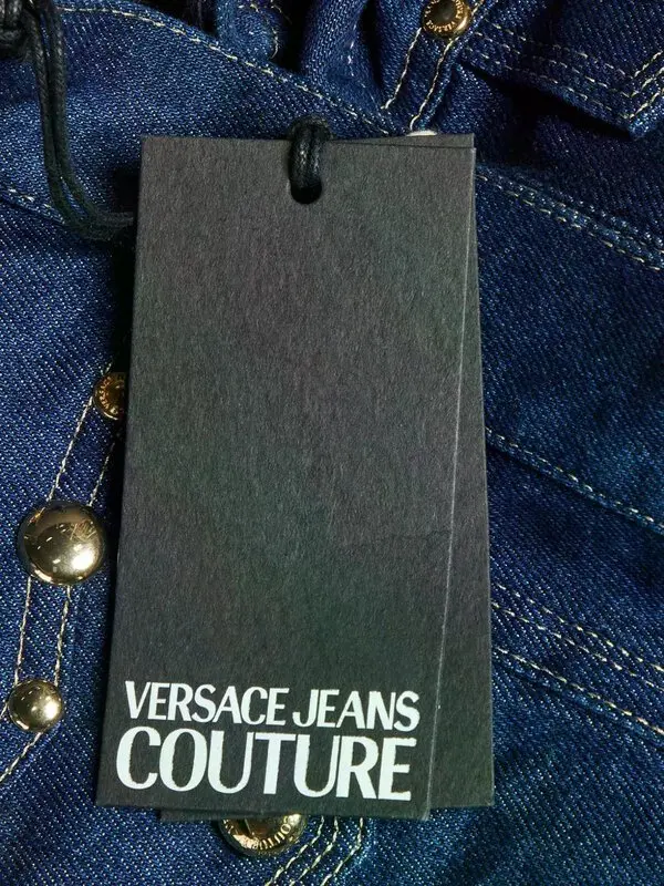 Versace Studded Cropped Denim Vest