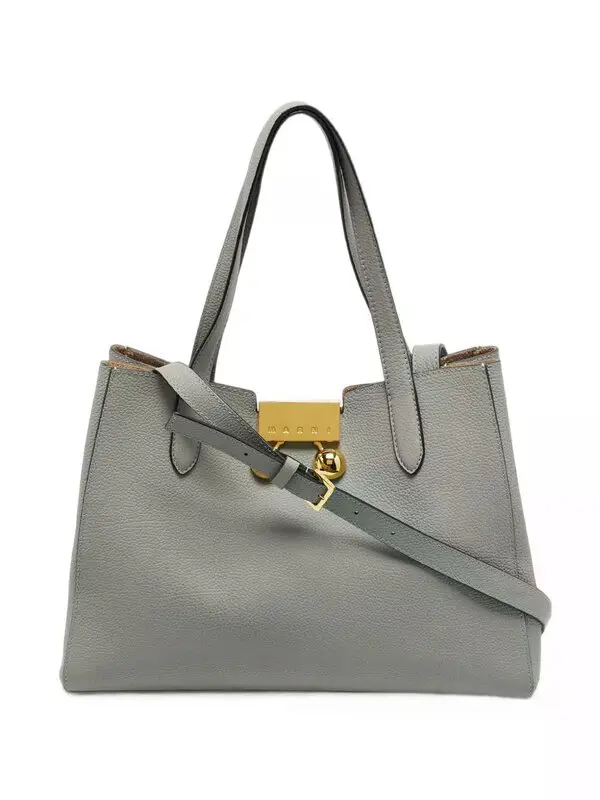 Marni Trunkaroo Leather Tote Bag - Grey