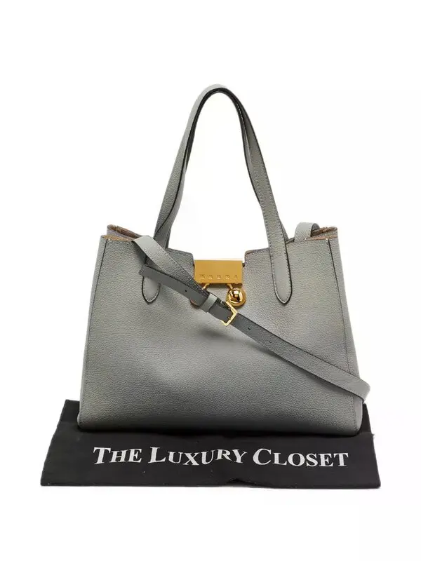 Marni Trunkaroo Leather Tote Bag - Grey
