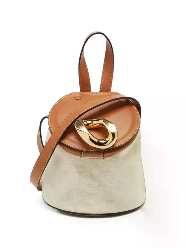 JW Anderson Lid Leather-harness Bucket Bag - Brown