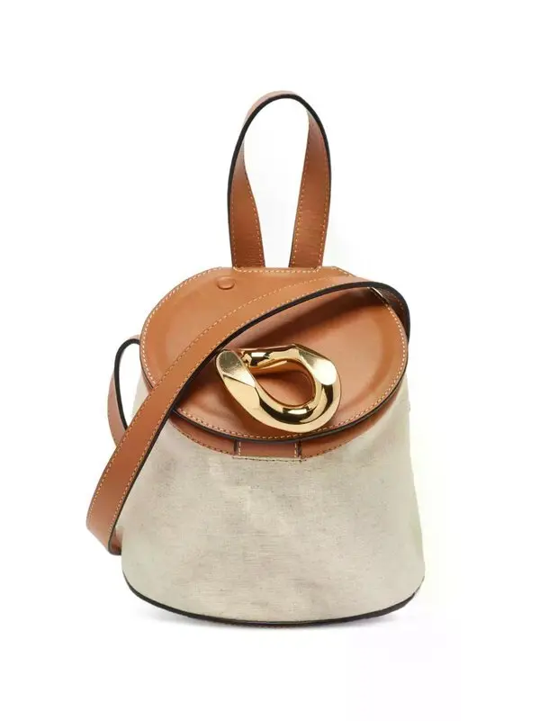 JW Anderson Lid Leather-harness Bucket Bag - Brown