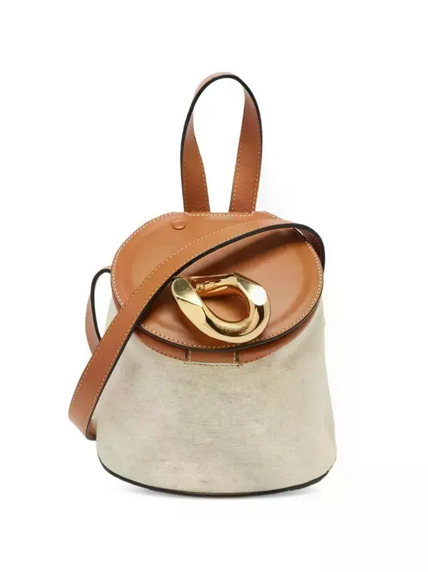 JW Anderson Lid Leather-harness Bucket Bag - Brown
