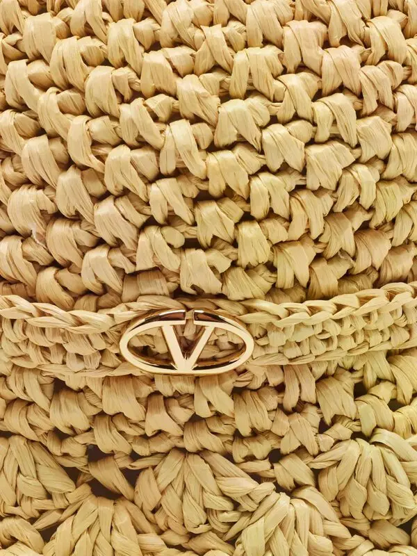 Valentino Garavani Logo Plaque Crochet Bucket Hat