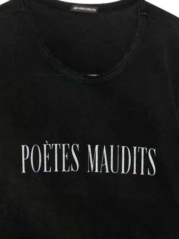 ANN DEMEULEMEESTER Slogan-print Tie-detail T-shirt