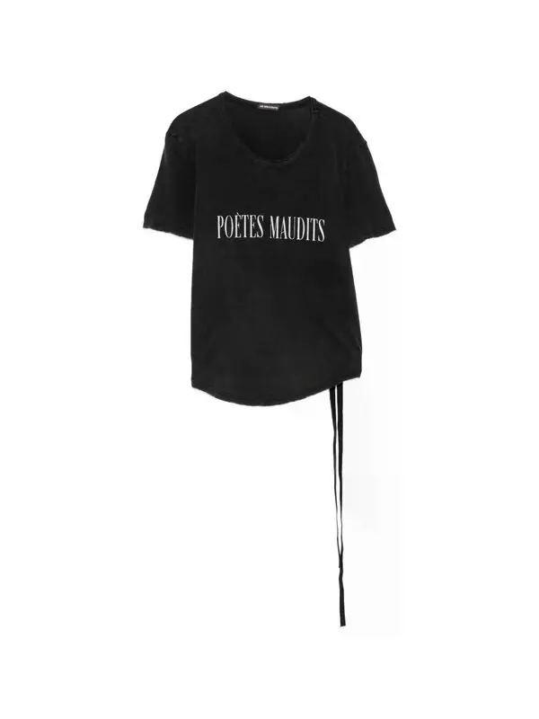 ANN DEMEULEMEESTER Slogan-print Tie-detail T-shirt - Black