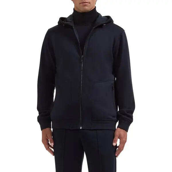 Bugatchi Soft Touch Full Zip Hoodie - Navy