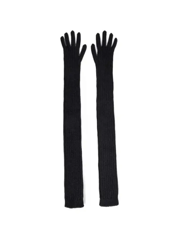 Alberta Ferretti Ribbed Knit Full Finger Gloves