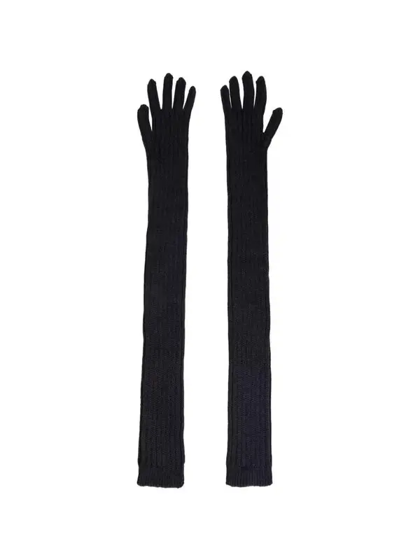 Alberta Ferretti Ribbed-knit Gloves - Black