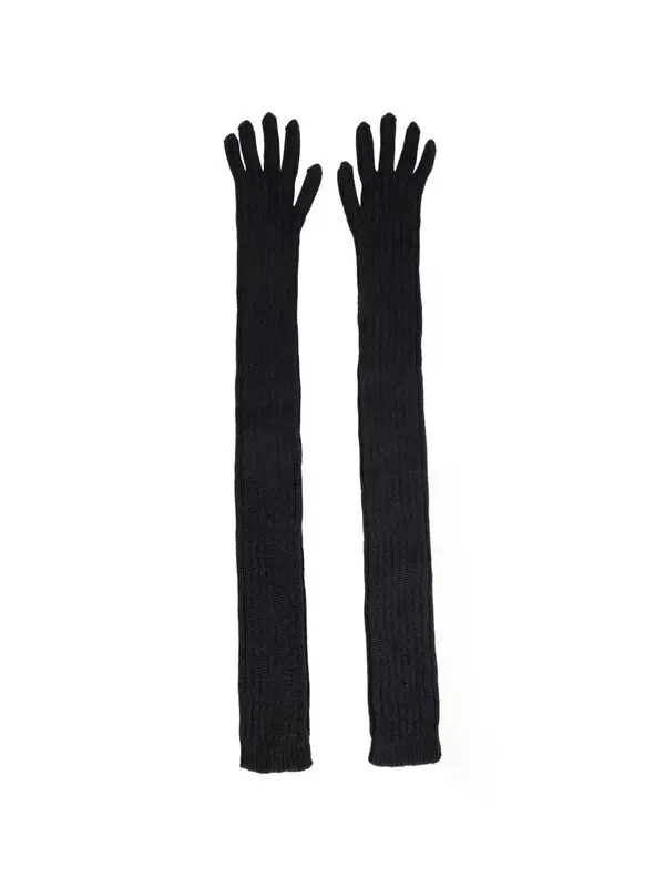Alberta Ferretti Ribbed Knit Full Finger Gloves