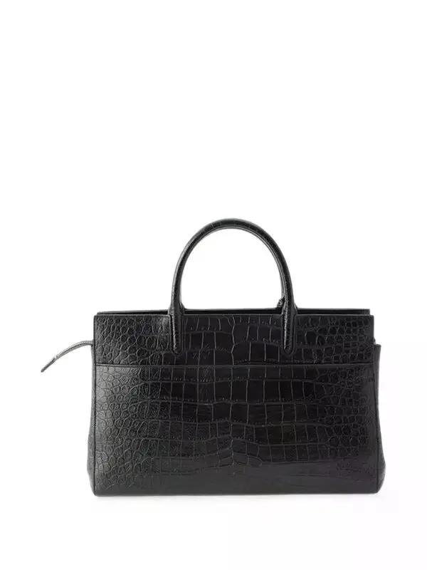 Saint Laurent 2015-2016 Medium Croc Embossed Calfskin Cabas Rive Gauche Satchel