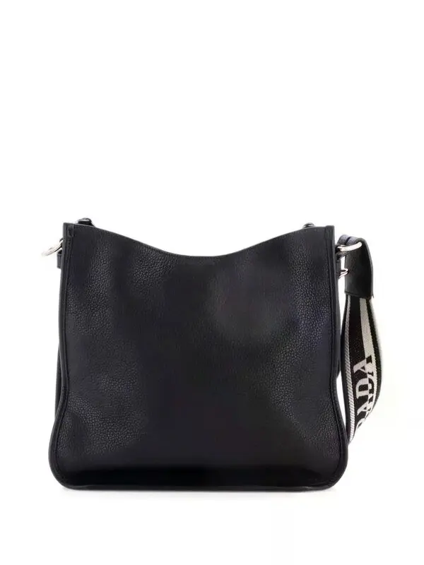 Prada Logo Strap Leather Medium Hobo Bag
