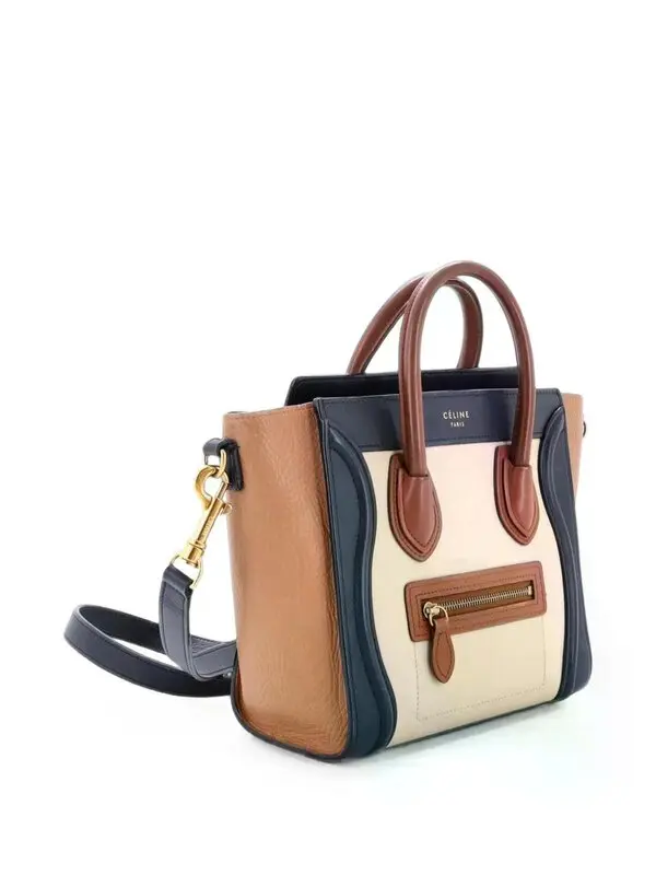 Celine Tricolor Luggage Bag Leather Nano Tote Bag