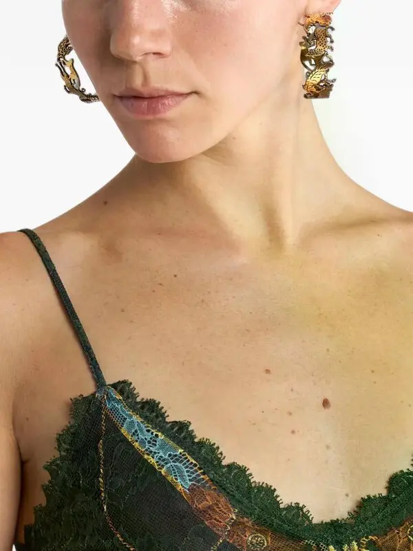 Etro Engraved Animal Motif Hoop Earrings In Brass