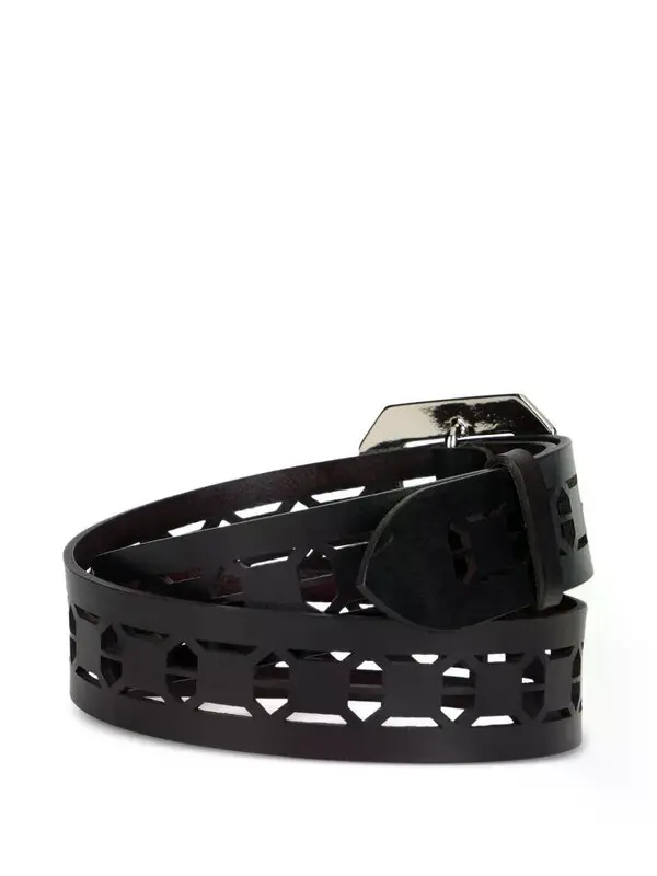 Alberta Ferretti Perforated Leather Belt - Black