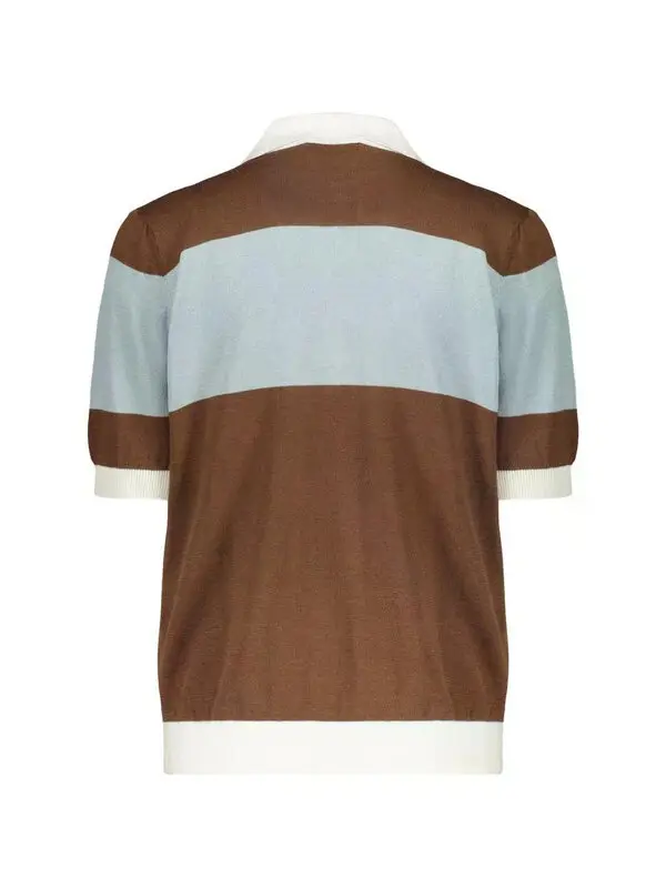 MOORER Striped Knit Polo Shirt