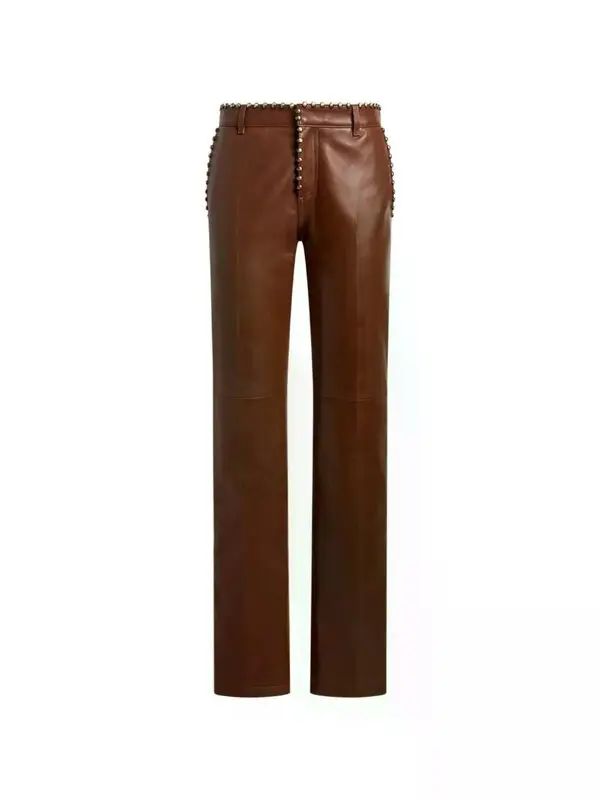 Etro Leather Trousers With Stud Embellishments
