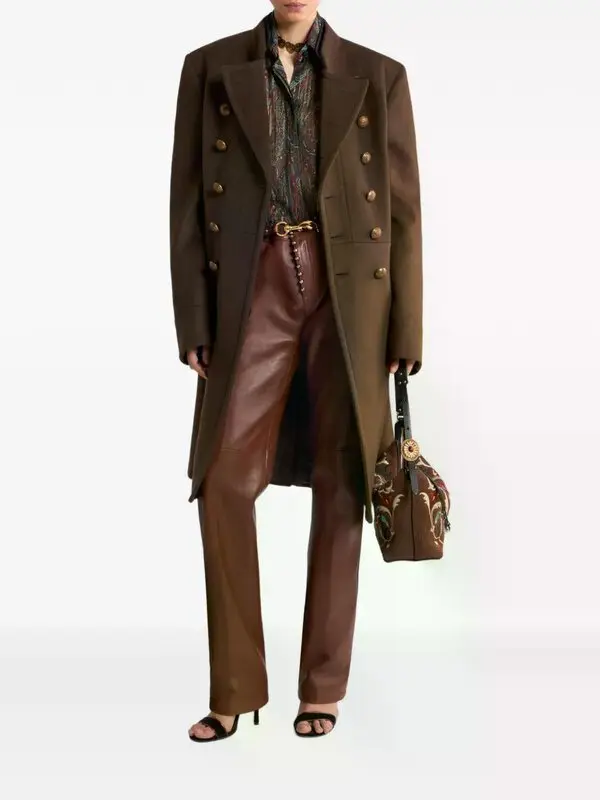 Etro Leather Trousers With Stud Embellishments
