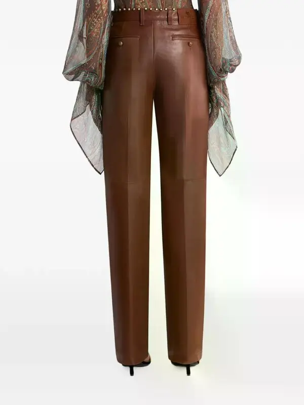 Etro Leather Trousers With Stud Embellishments