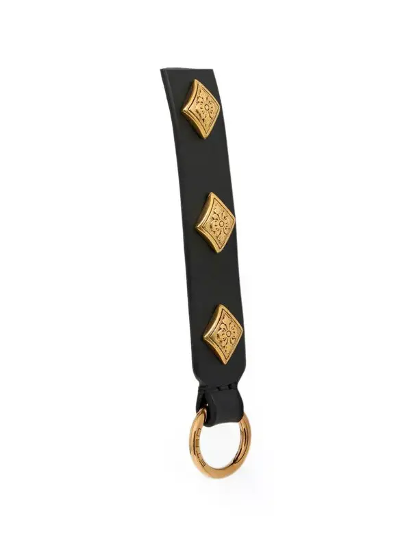 Etro Studded Leather Top Handle With Logo Clasps - Black