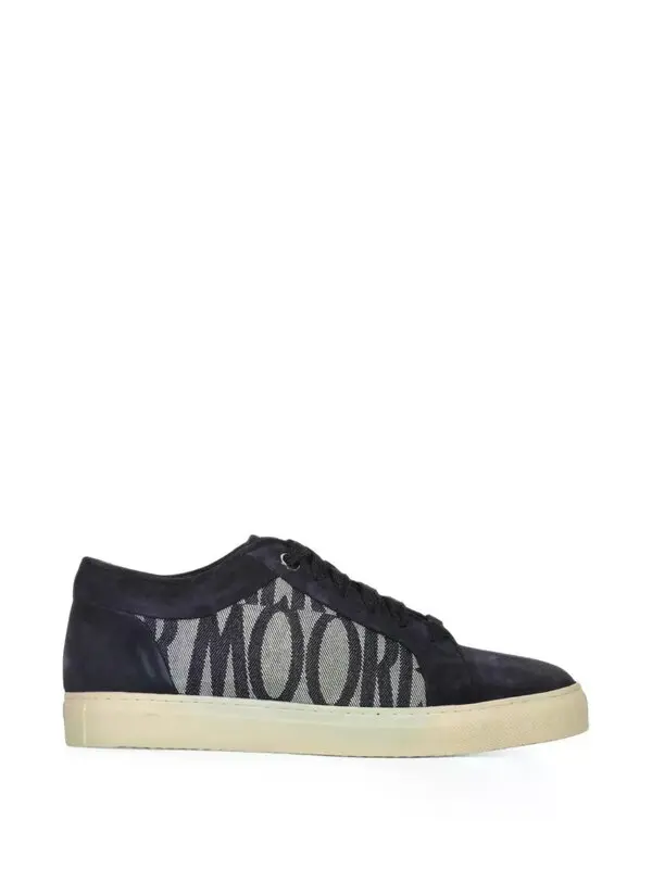 MOORER Navy Suede Paneled Lace-up Sneakers