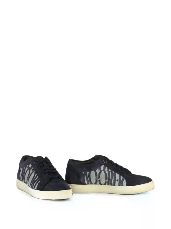 MOORER Navy Suede Paneled Lace-up Sneakers