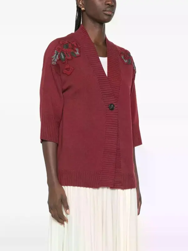 ERMANNO FIRENZE Embroidered V-neck Cardigan