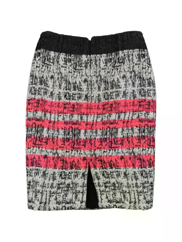 Giambattista Valli Tweed Pencil Mini Skirt With Stripes And Rear Slit