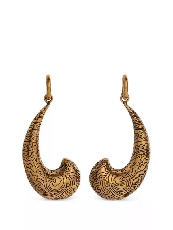 Etro Enameled Paisley Drop Earrings - Gold