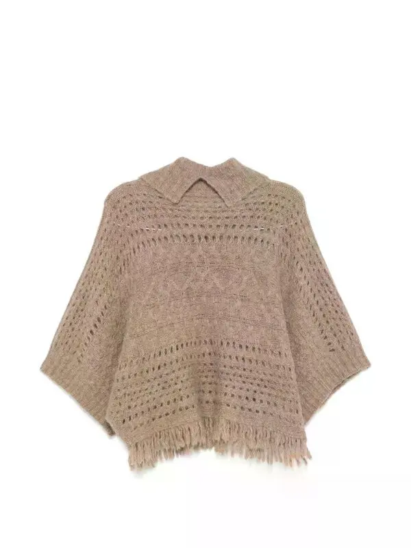 D.exterior Fringe-trim Open-knit Sweater
