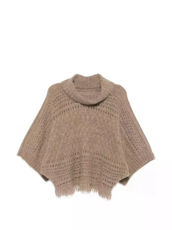 D.exterior Open-knit Fringe Trim Sweater