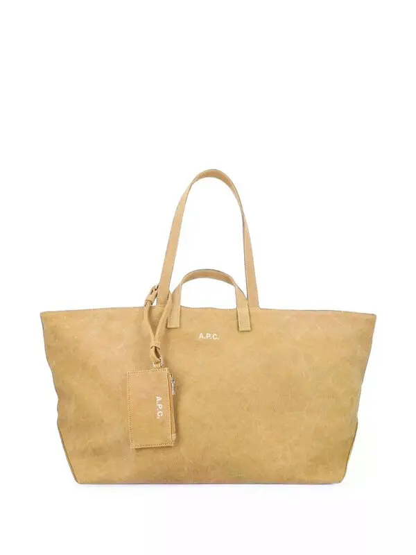 A.p.c. Tote Bag With Leather Tag - Neutrals