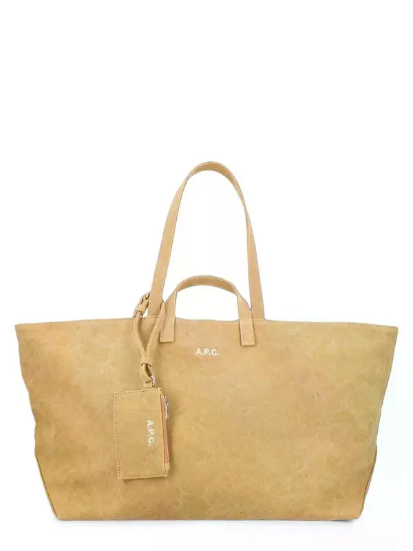 A.p.c. Tote Bag With Leather Tag - Neutrals