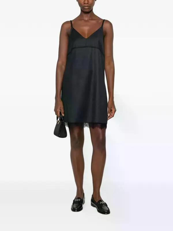 TELA Lace-trim Slip Mini Dress - Grey