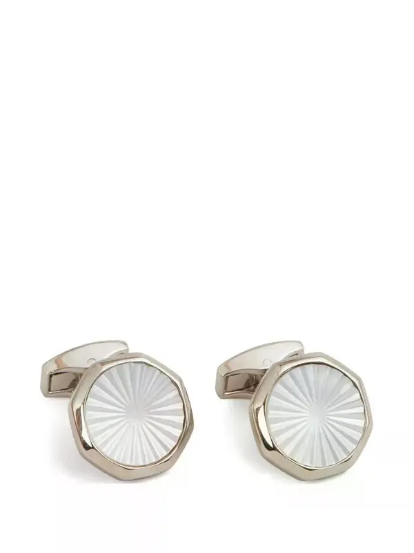 Tateossian Sunburst Semiprecious Sunray-engraved Decagonal Cufflinks - Silver