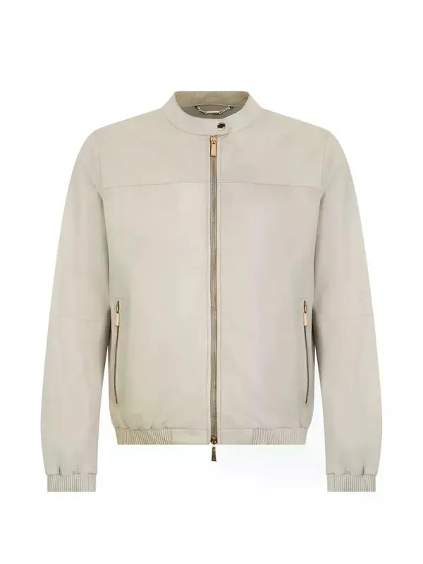 MOORER Leather Zip-up Jacket