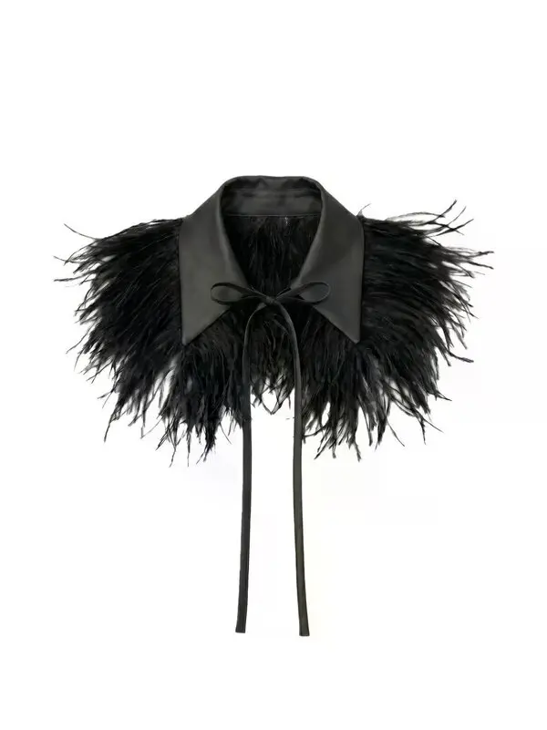 La DoubleJ La Scala Collar With Ostrich Feathers - Black