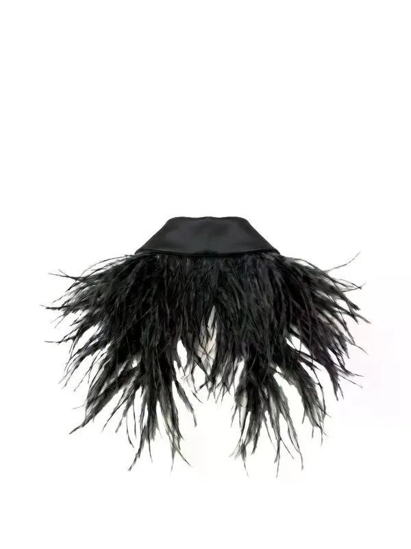 La DoubleJ La Scala Collar With Ostrich Feathers - Black