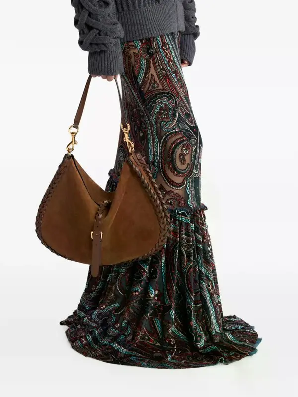 Etro Maxi Suede Pony Bag With Threading