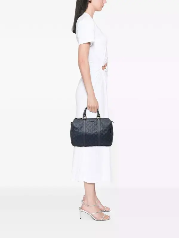 Gucci Embossed Leather Boston Bag - Blue