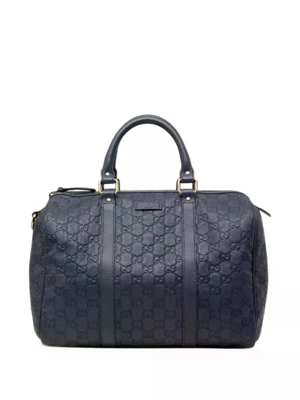Gucci Embossed Leather Boston Bag - Blue