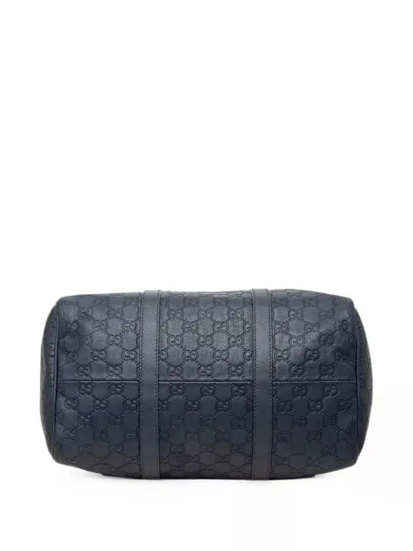 Gucci Embossed Leather Boston Bag - Blue