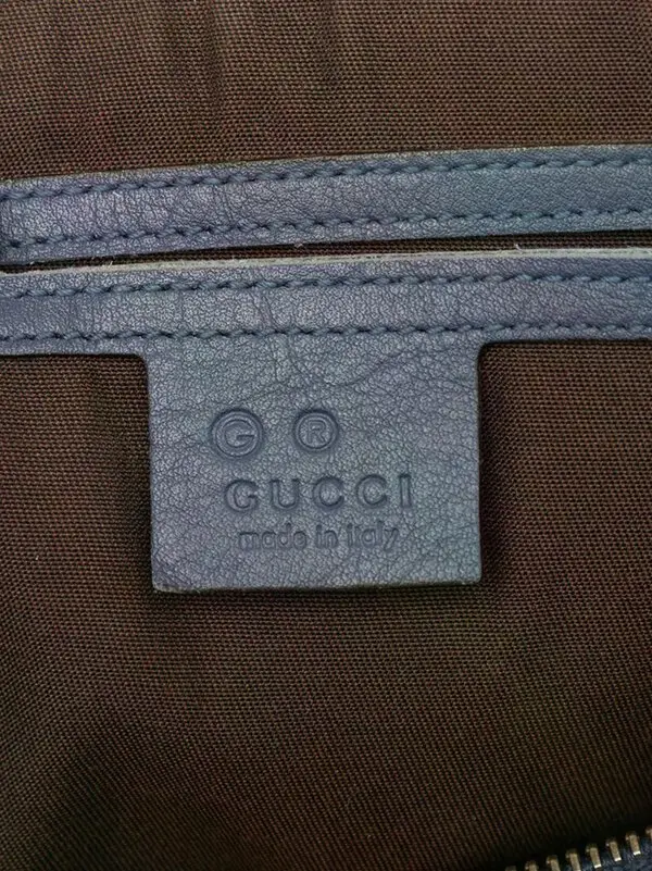 Gucci Embossed Leather Boston Bag - Blue