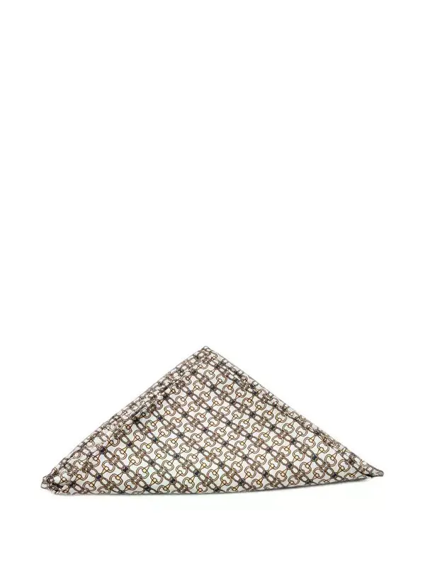 TOMBOLINI Horsebit-print Pocket Square - White